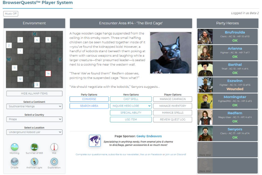 BrowserQuests - Role Playing (RPG) browser games