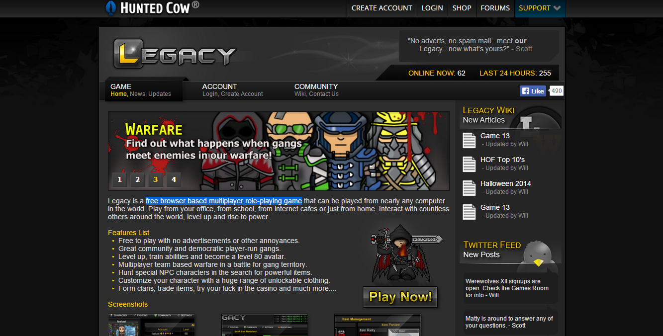 Legacy - text based browser game