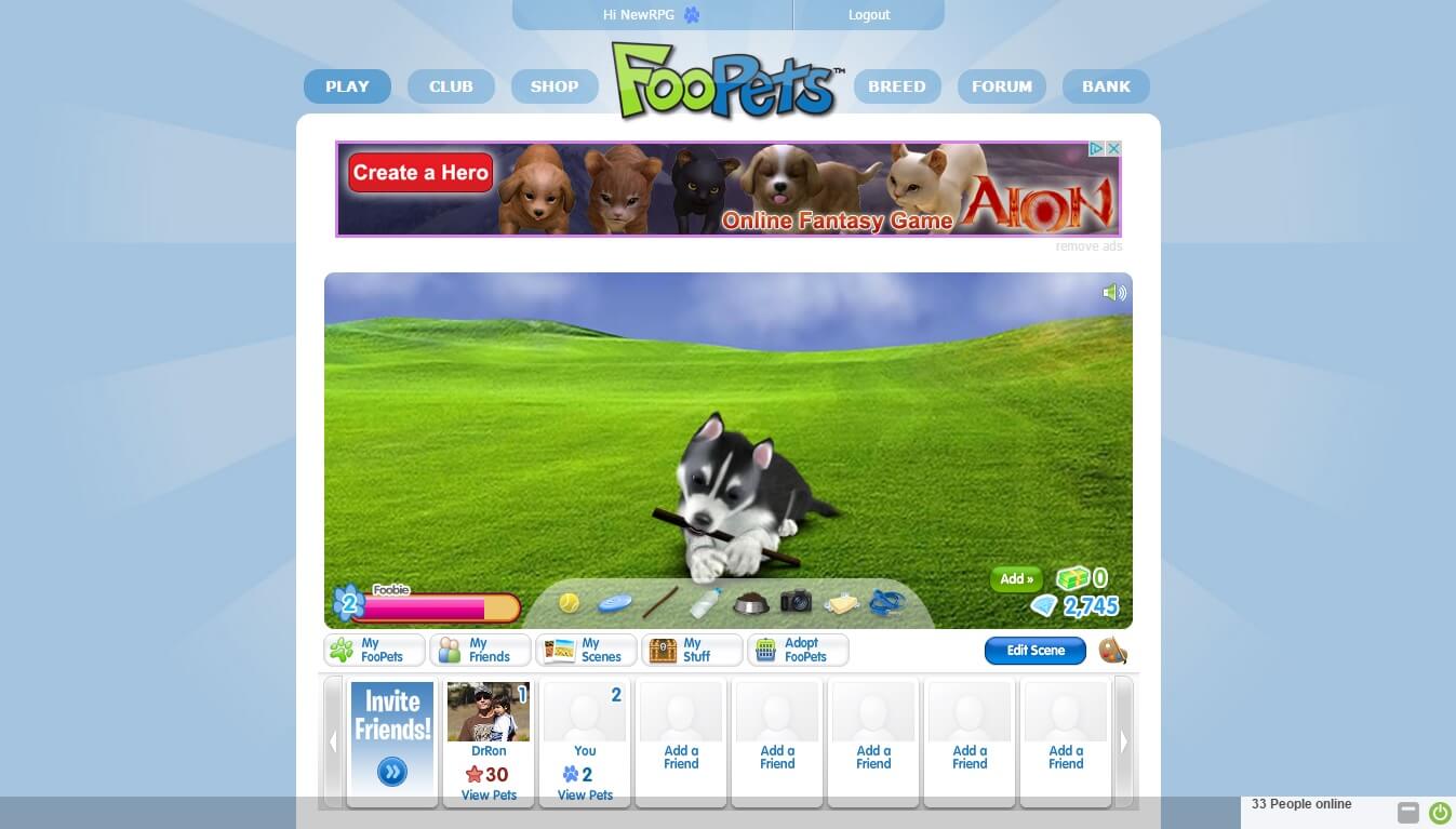 FooPets - Online Simulation RPG